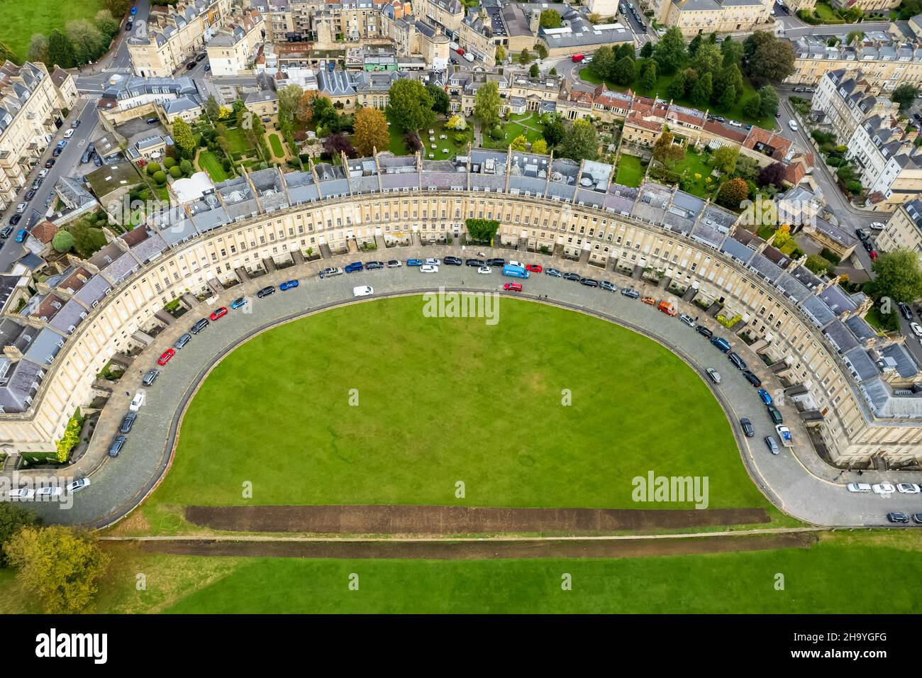 Aerial view of The Royal Crescent, Bath UK Stock Photo - Alamy