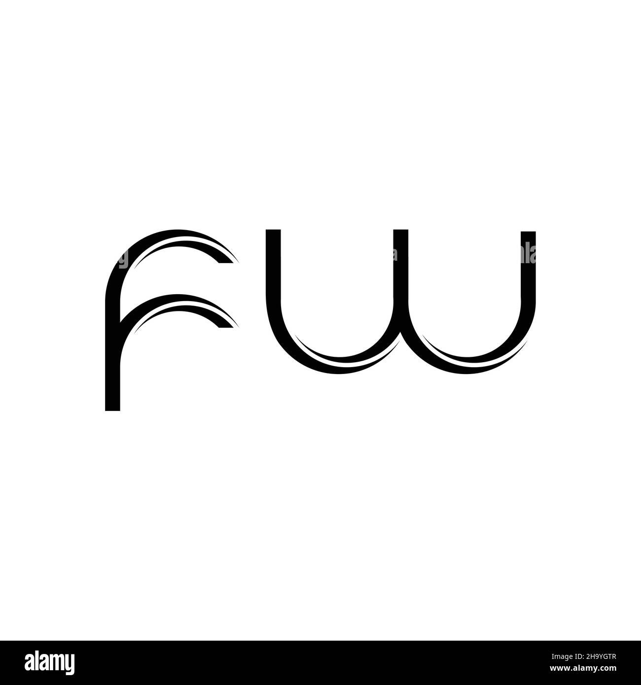 FW Logo monogram with slice rounded modern design template isolated on ...