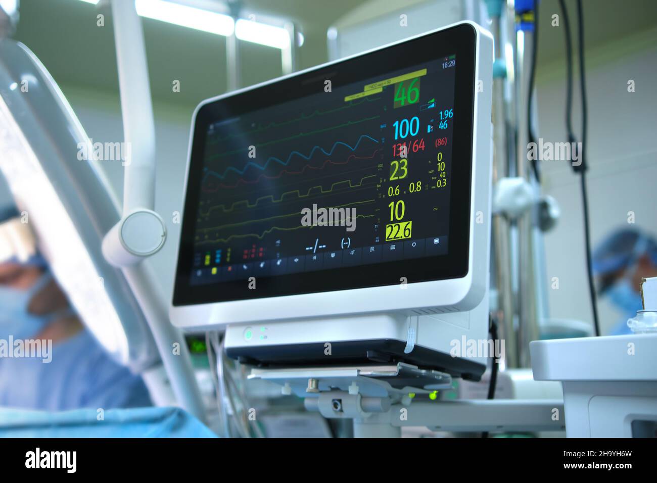 Heart rate and patient condition control monitor in hospital theater ...