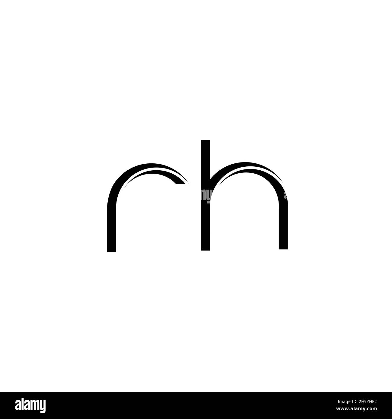 RH Logo monogram with slice rounded modern design template isolated on ...