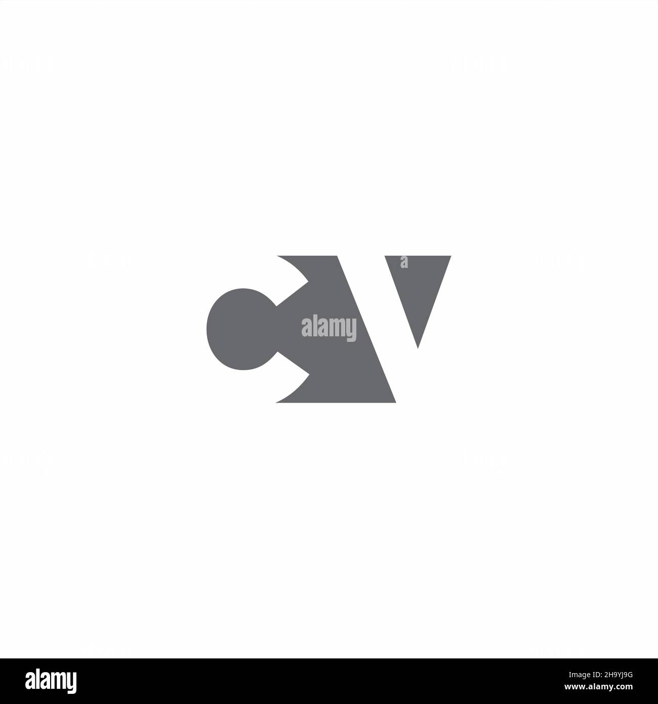 CV Logo monogram with negative space style design template isolated on white background Stock ...