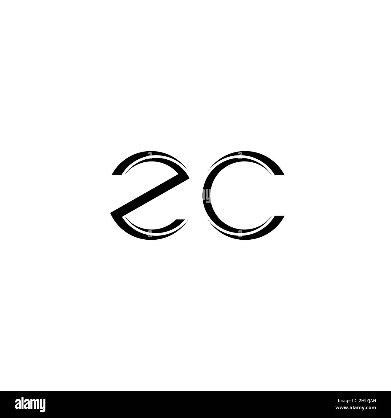 ZC Logo monogram with slice rounded modern design template isolated on ...