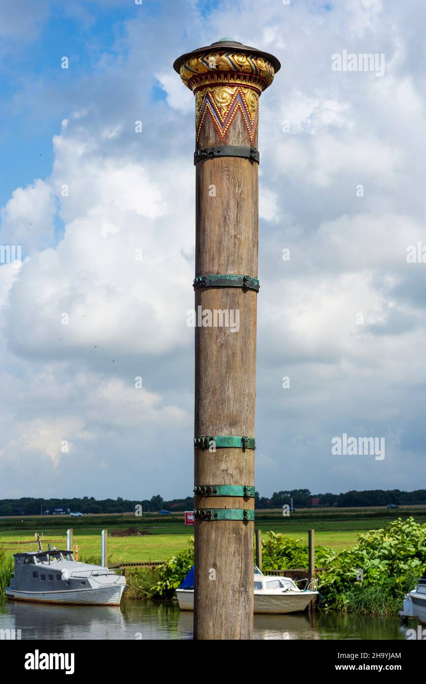 Esbjerg: Stormflodssoejlen (storm surge pillar) at river Ribe, old ...