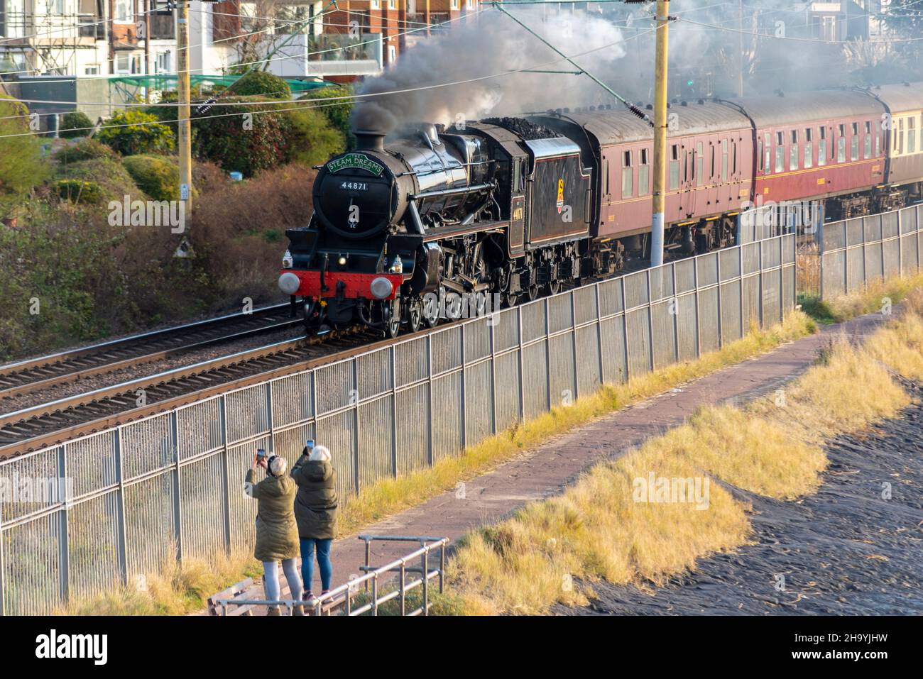 LMS Stanier Black Five steam locomotive hauling a Steam Dreams train ...