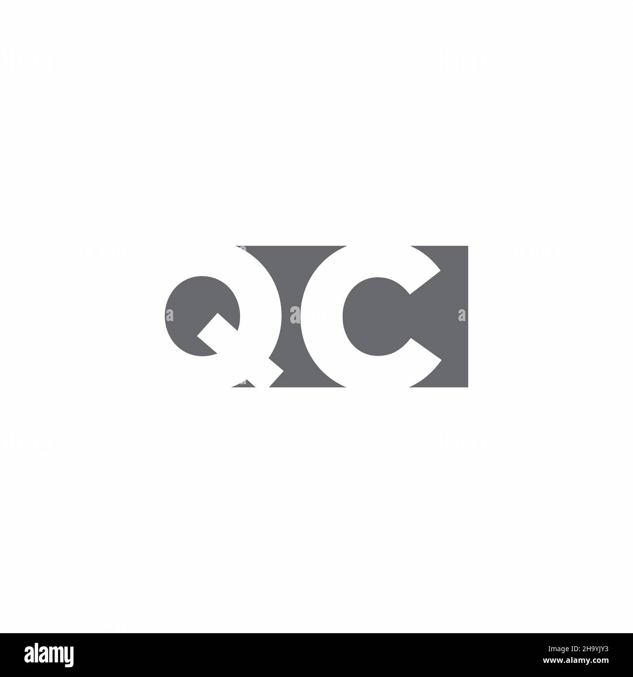QC Logo monogram with negative space style design template isolated on ...