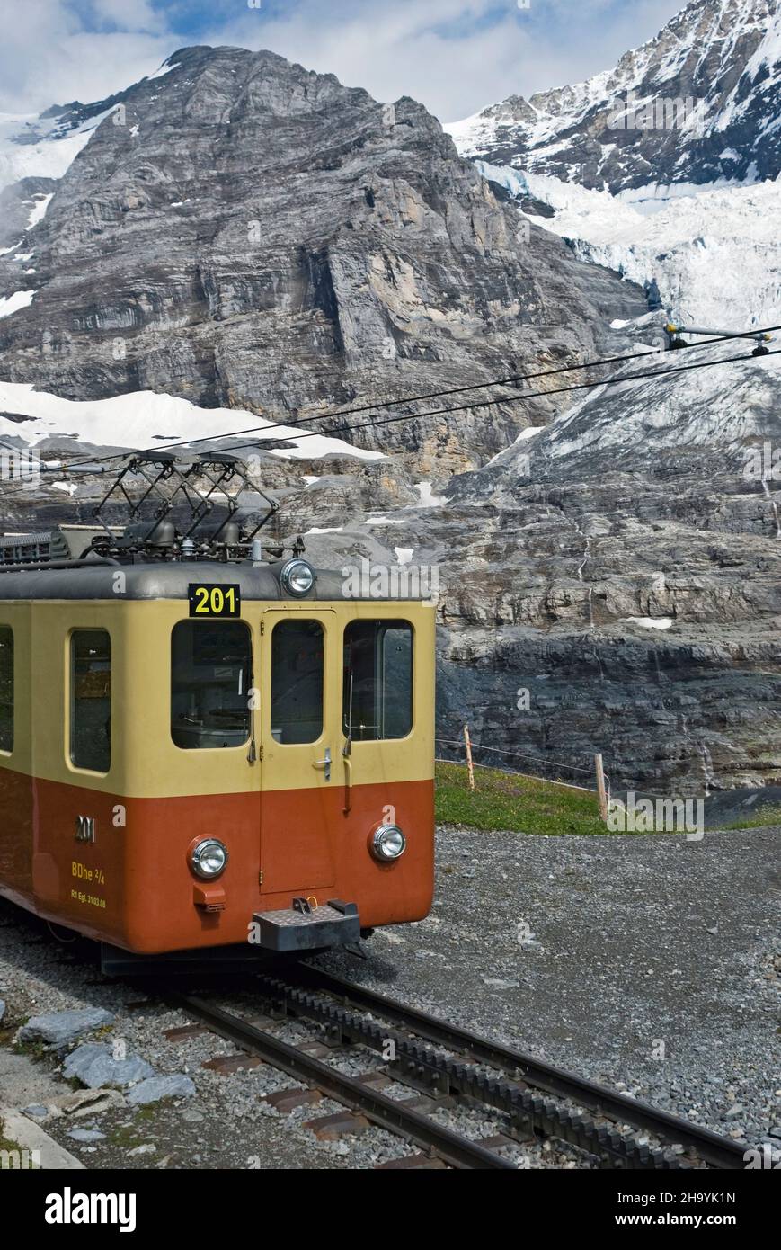 Train and Eiger Glacier - Bernese Oberland - Switzerland Stock Photo ...