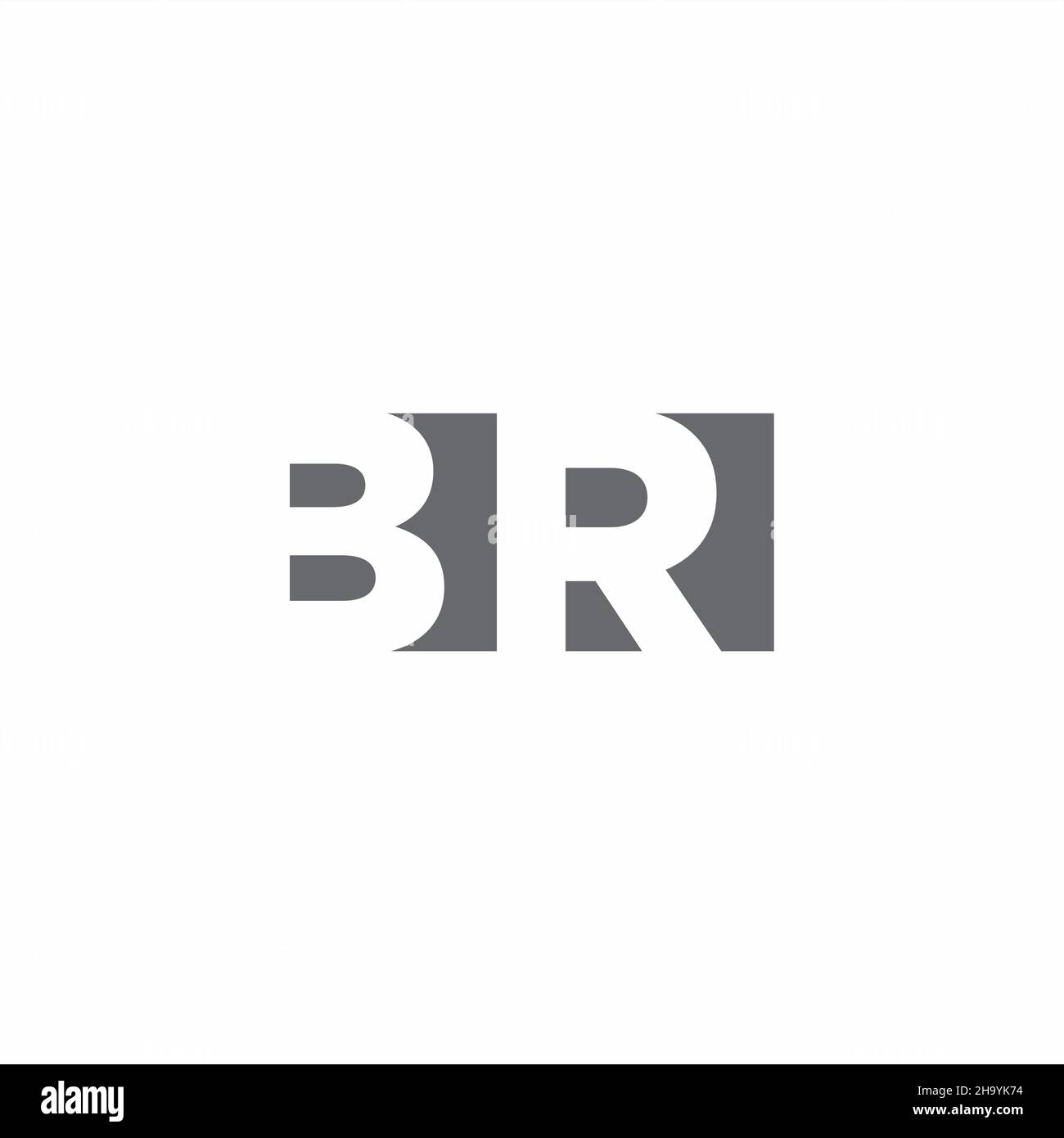 BR Logo monogram with negative space style design template isolated on ...