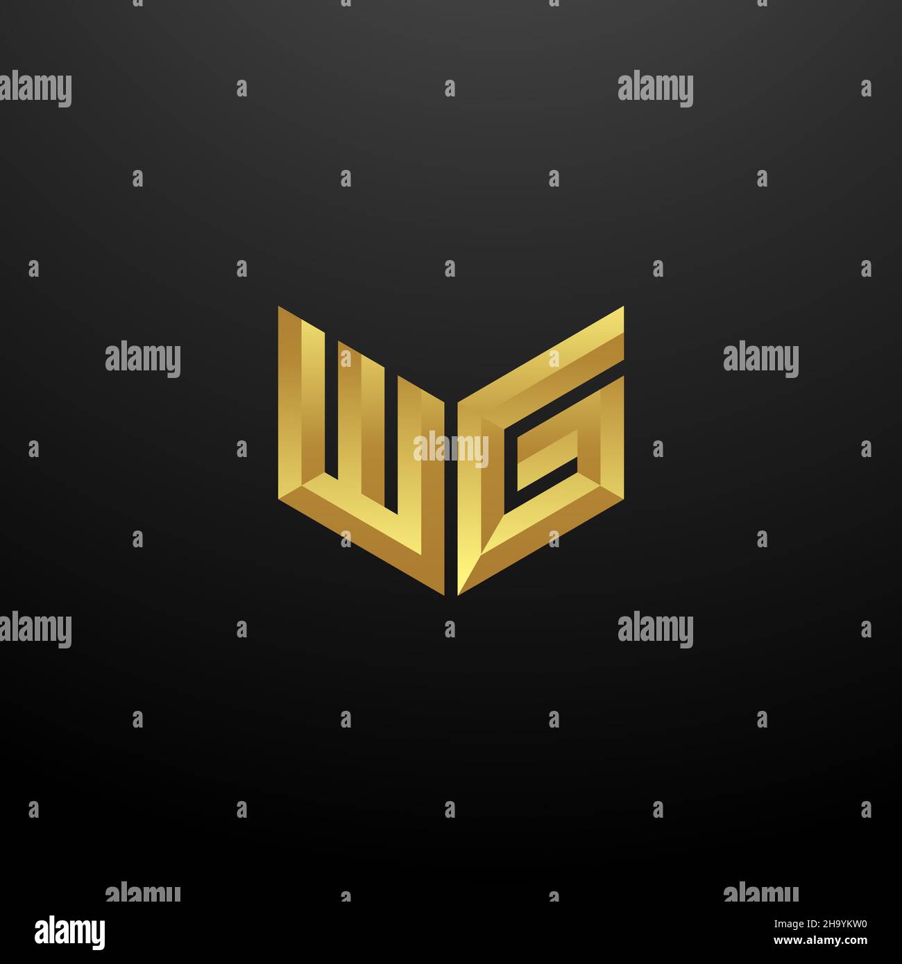 WG Logo Monogram Letter Initials Design Template with Gold and Black ...