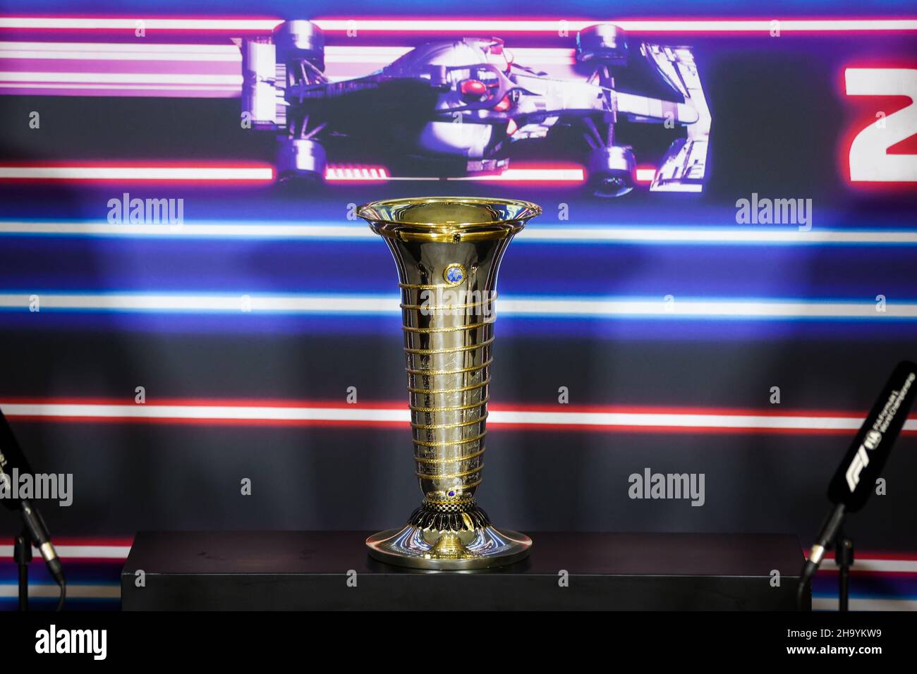 Abu Dhabi, Abu Dhabi. 09th Dec, 2021. World Championship trophy in the ...