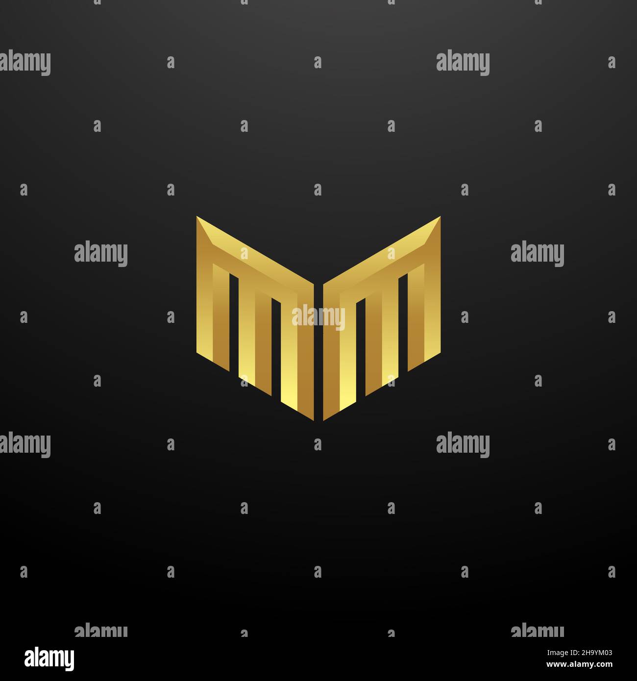 MM Logo Monogram Letter Initials Design Template with Gold and Black ...