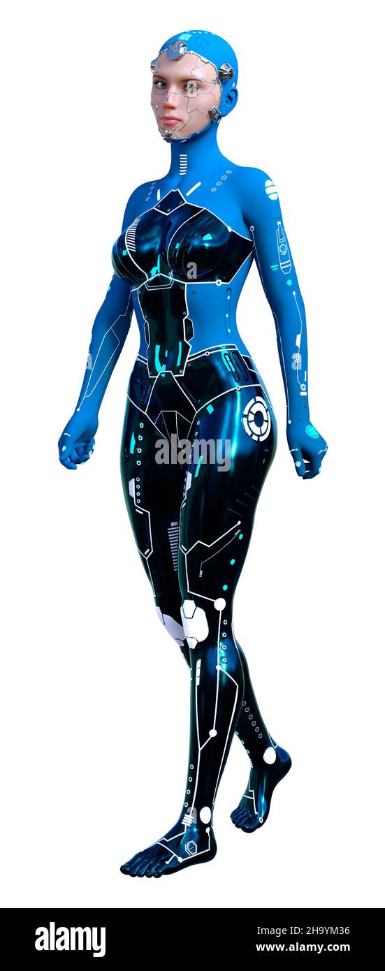 3D rendering of a female robot isolated on white background Stock Photo ...