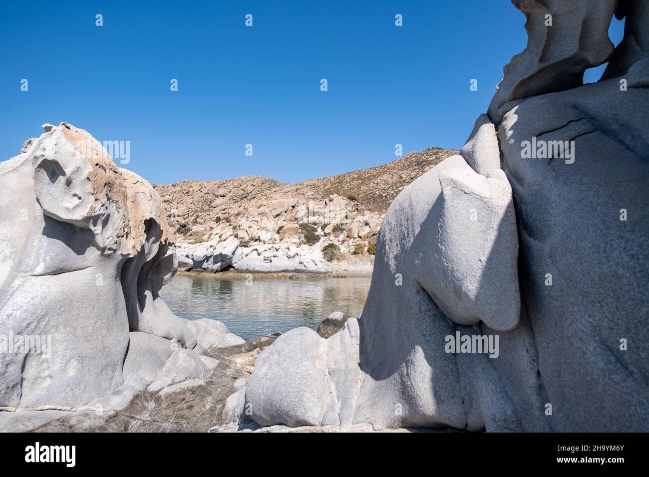 Kolymbithres village Paros island Cyclades destination Greece. View of ...