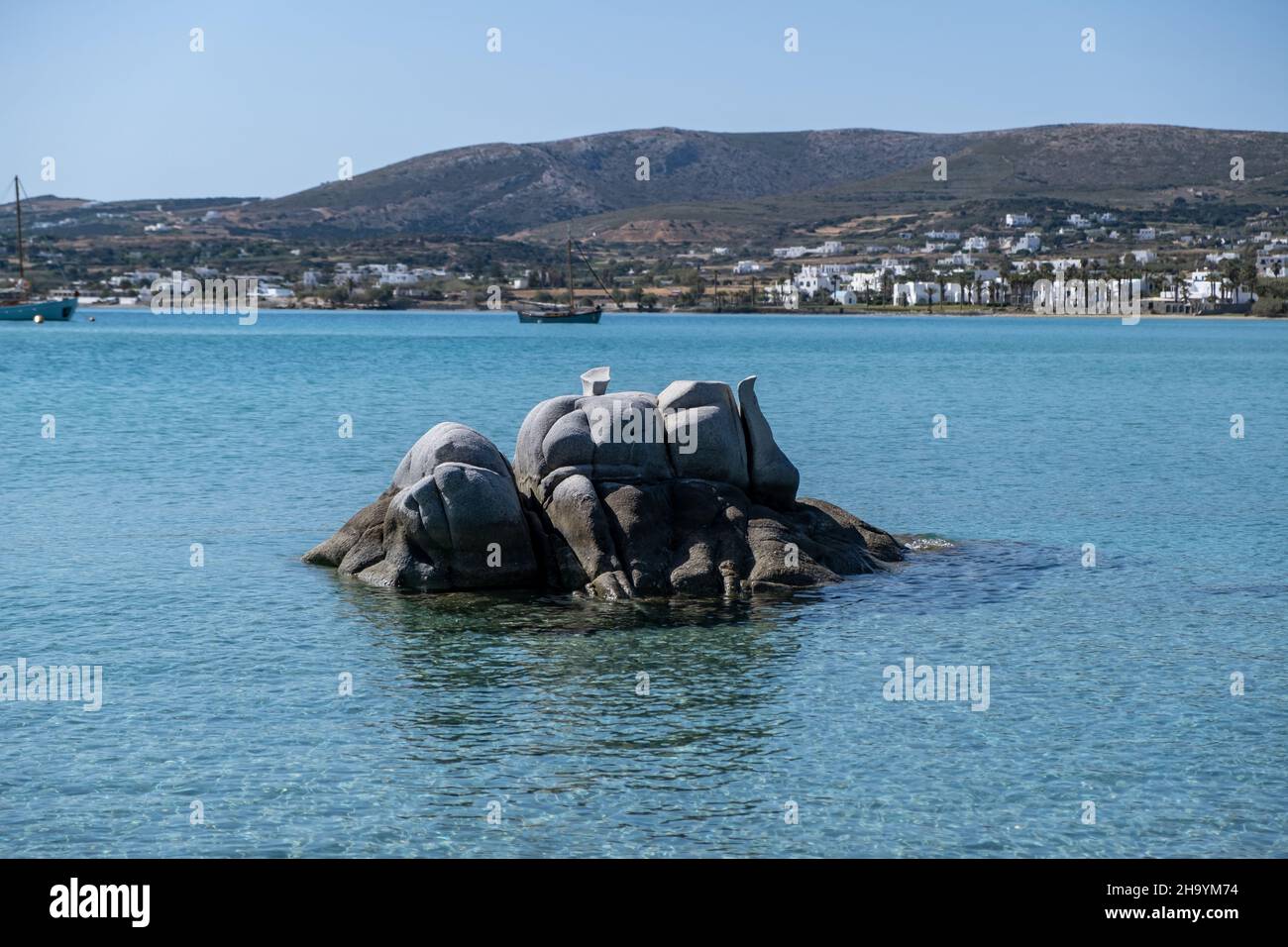 Paros island Cyclades Greece. Granite white rock eroded by sea salt and ...
