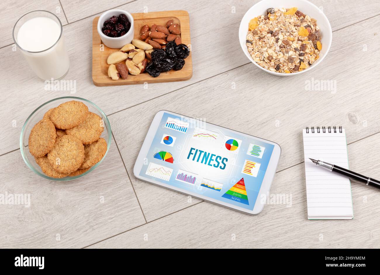 Organic food and tablet pc Stock Photo - Alamy