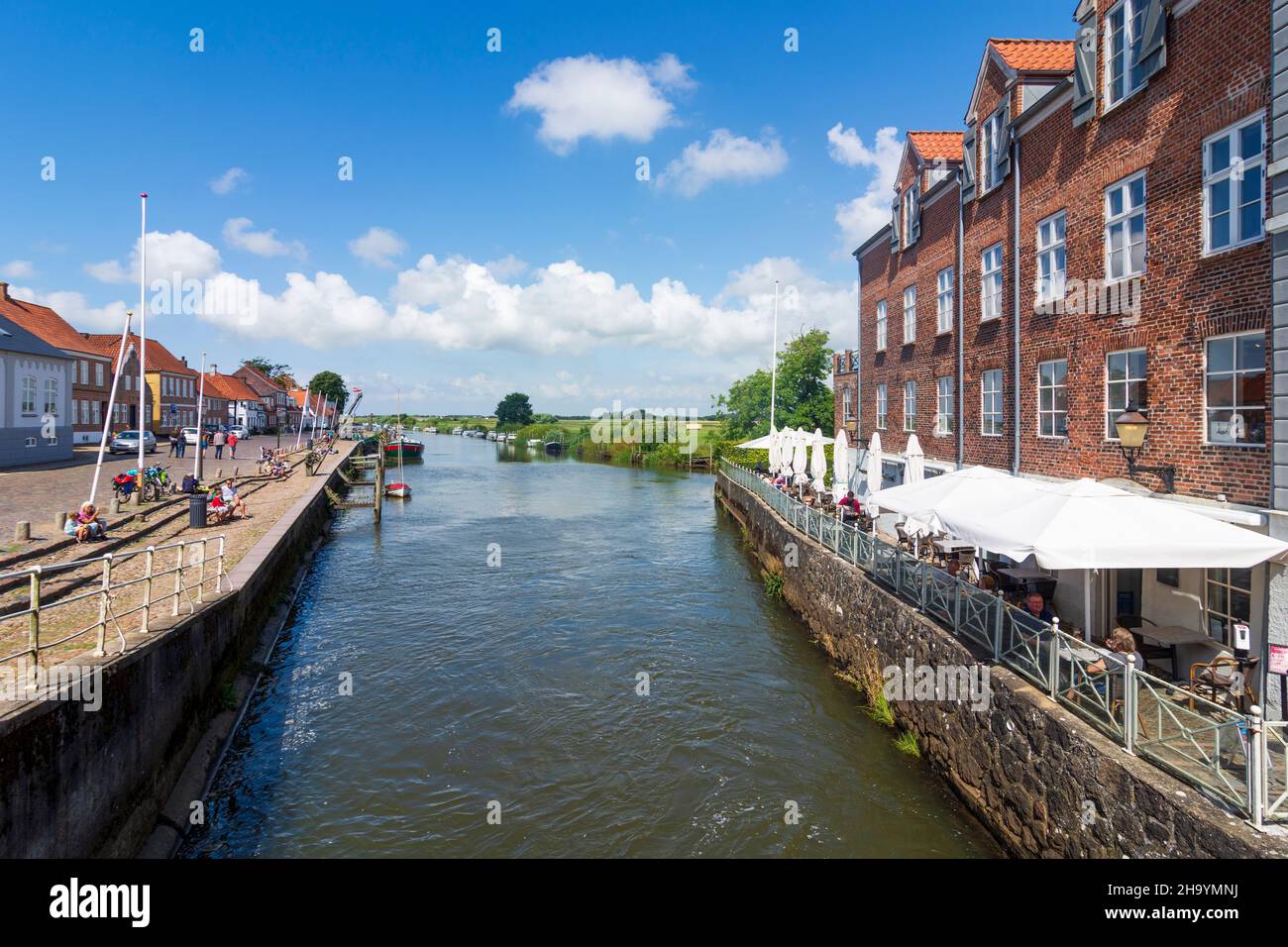 Esbjerg: river Ribe, old harbor, old houses, in Ribe, Jylland, Jutland ...