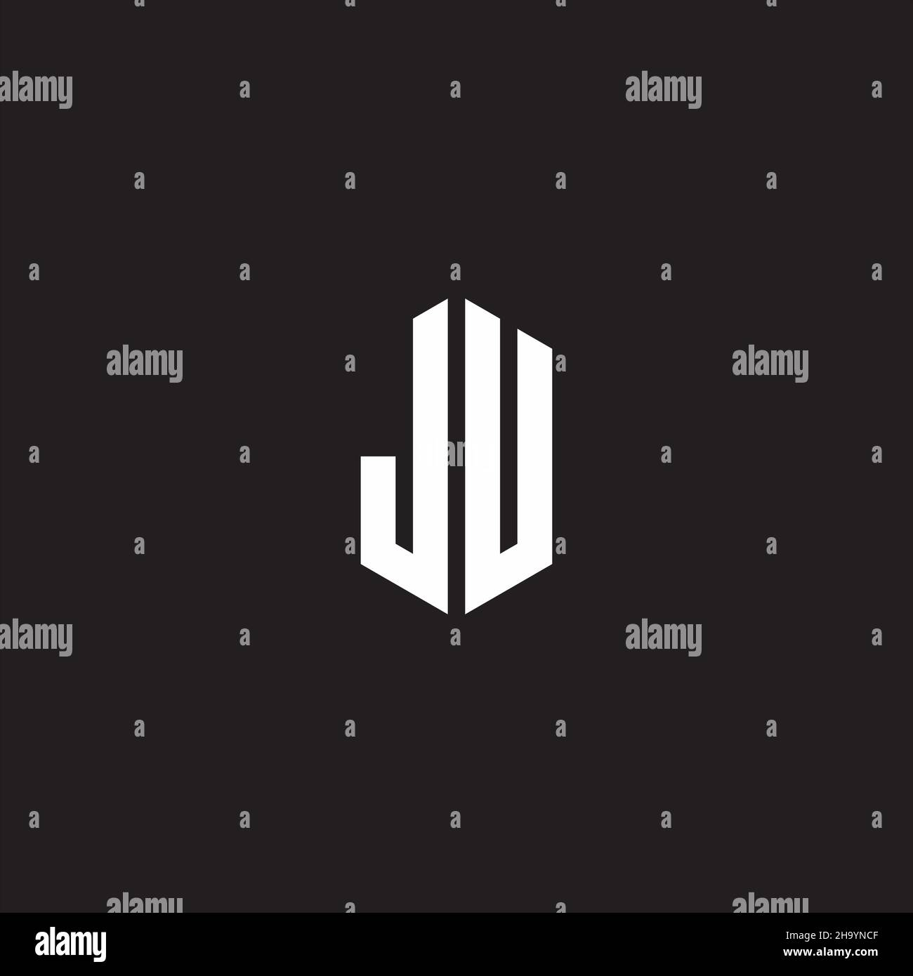 JU Logo monogram with hexagon shape style design template isolated on ...