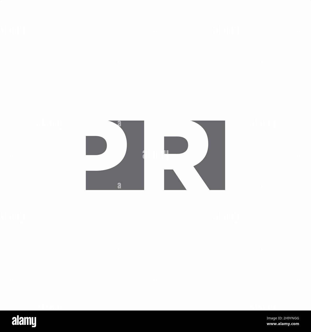 PR Logo monogram with negative space style design template isolated on ...