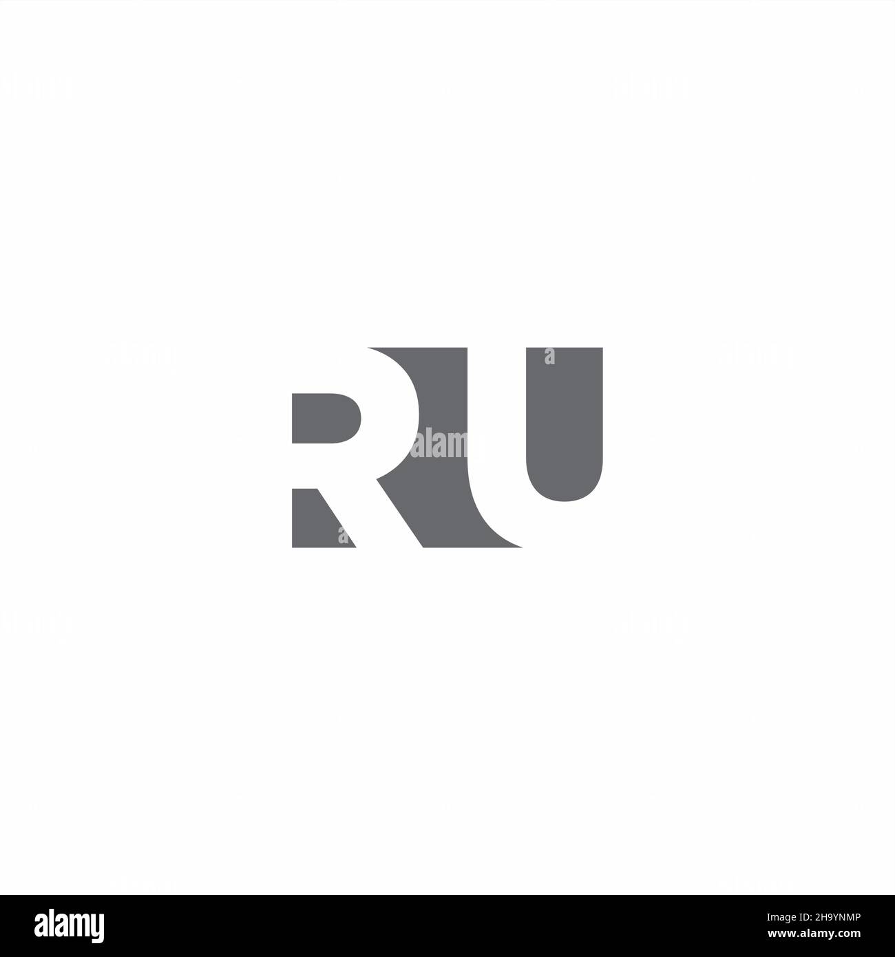 RU Logo monogram with negative space style design template isolated on ...
