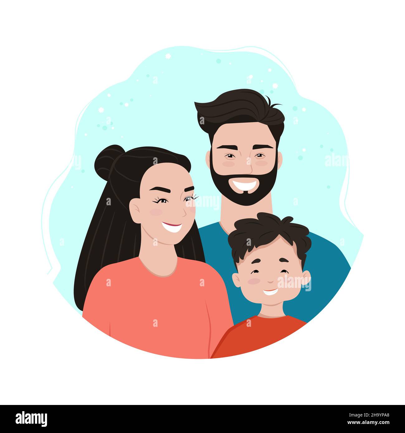Happy Korean family. Smiling parents with baby. Vector illustration in ...