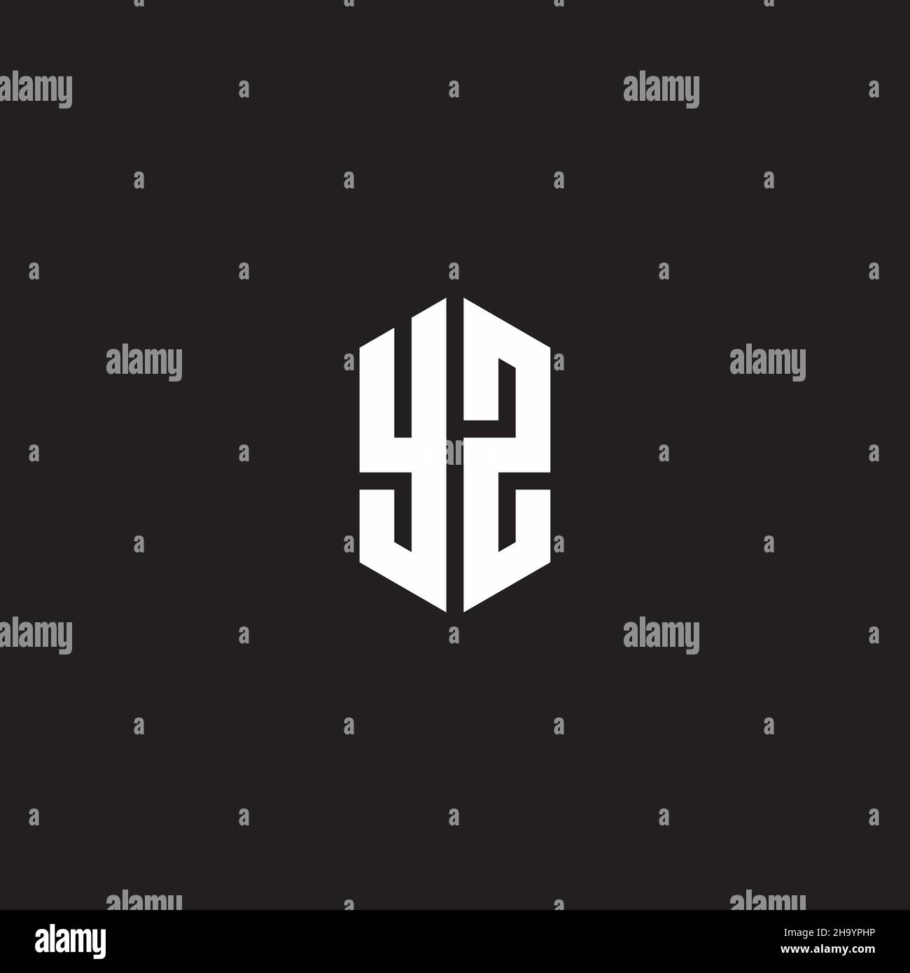 YZ Logo monogram with hexagon shape style design template isolated on black background Stock ...