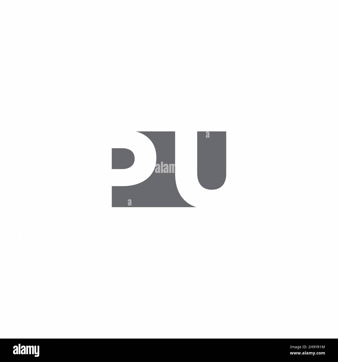PU Logo monogram with negative space style design template isolated on ...