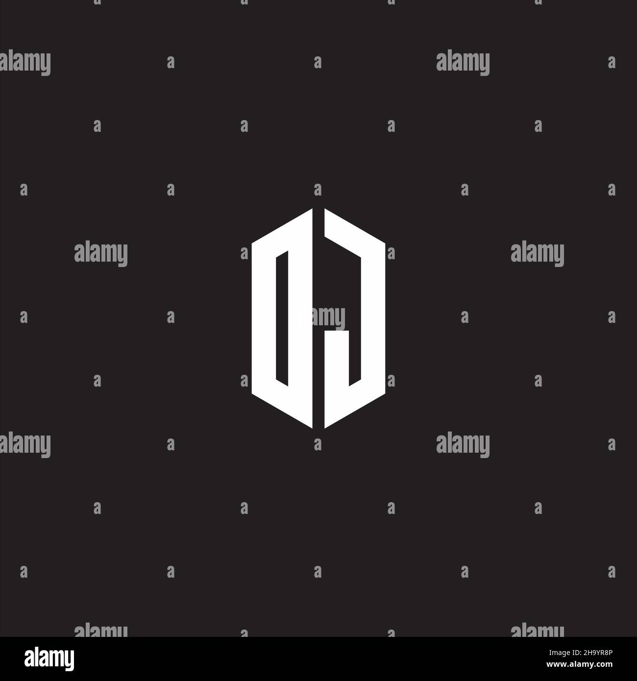 DJ Logo monogram with hexagon shape style design template isolated on ...