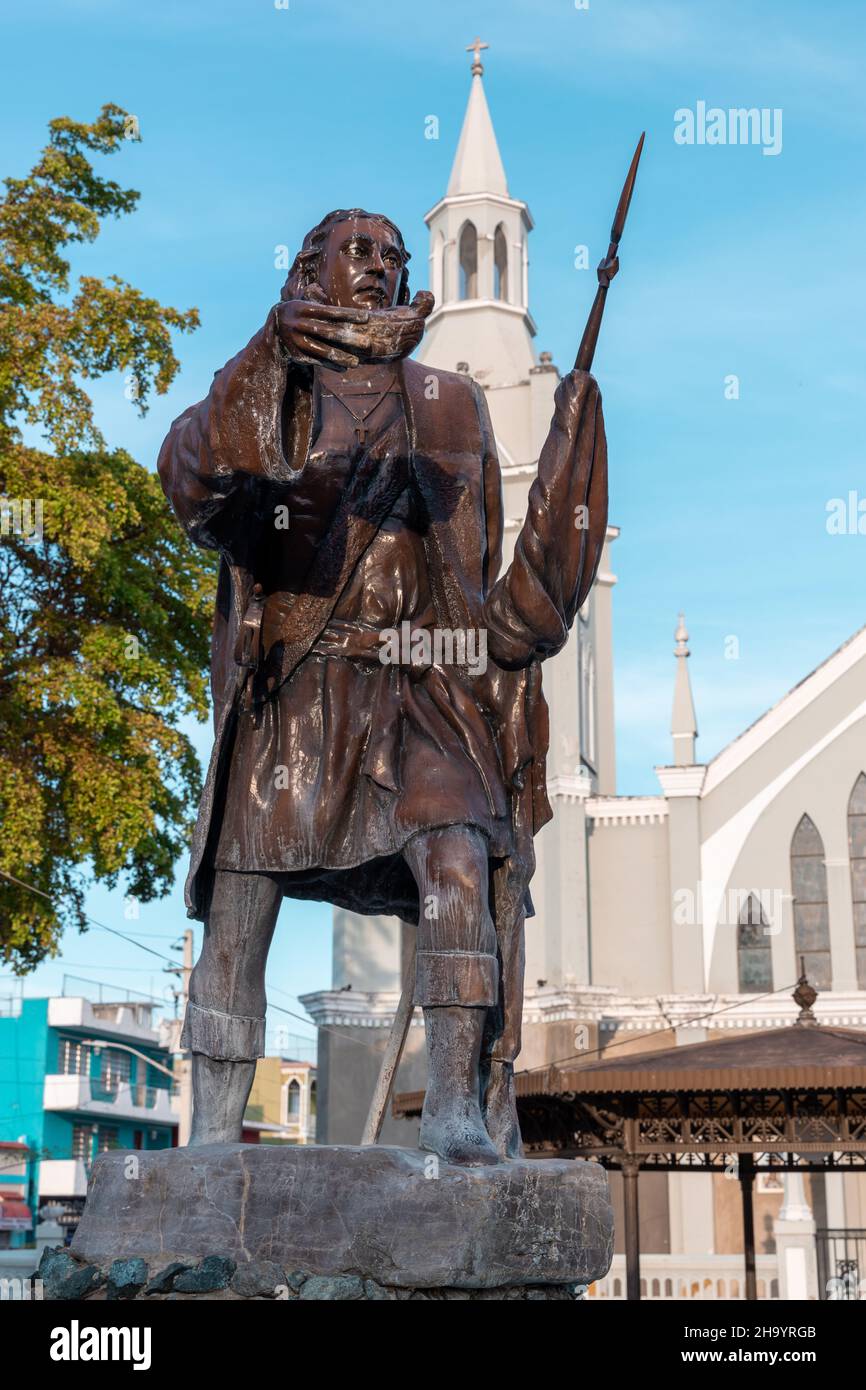 AGUADA, PUERTO RICO - Nov 08, 2021: The statue of Christopher Columbus ...