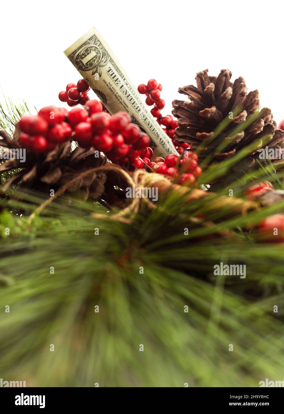 Holiday Christmas American One Dollar Bill Stock Photo - Alamy