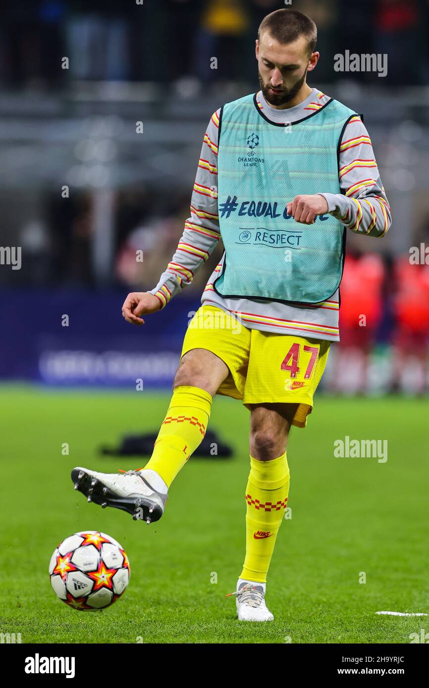 Nathaniel Phillips of Liverpool FC warms up during the UEFA Champions ...