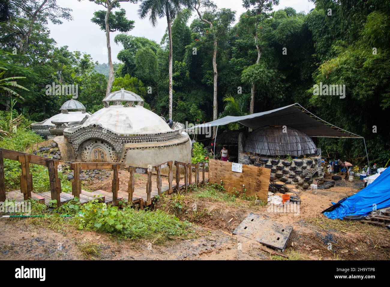 AGUADA, PUERTO RICO - Jul 25, 2019: A volunteer Working on the ...