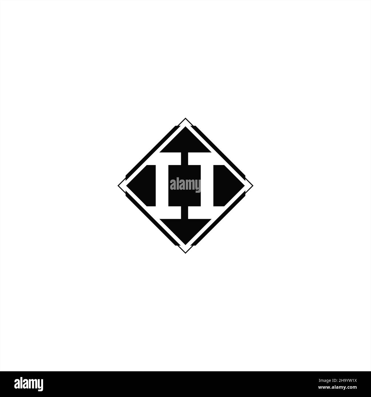 Monogram logo design with diamond square shape isolated on black colors ...