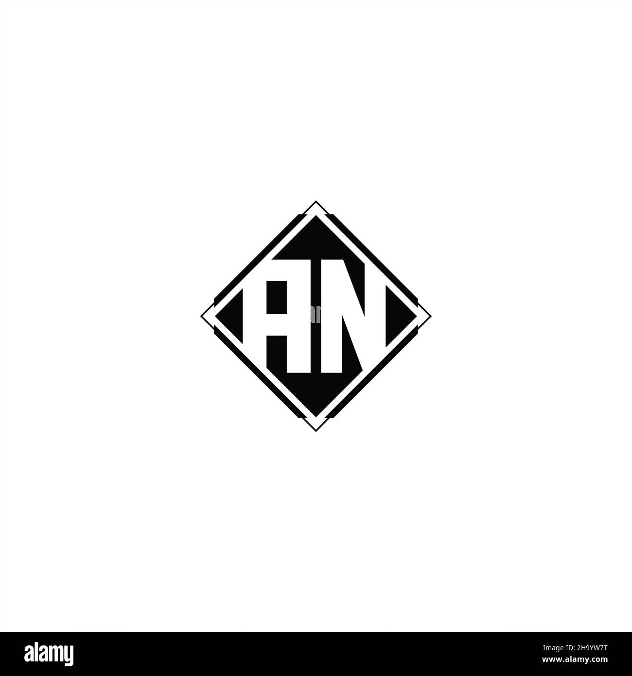 Monogram logo design with diamond square shape isolated on black colors ...