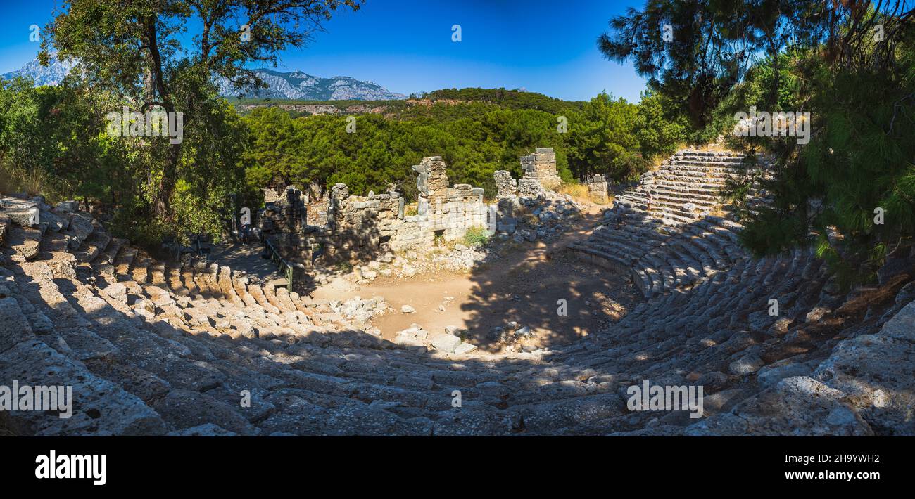 PHASELIS, TURKEY - CIRCA OKTOBER, 2021: Phaselis, the antic town ruin ...