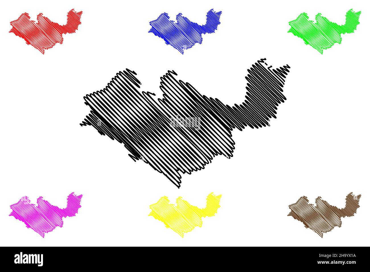 Kangra district (Himachal Pradesh State, Republic of India) map vector ...