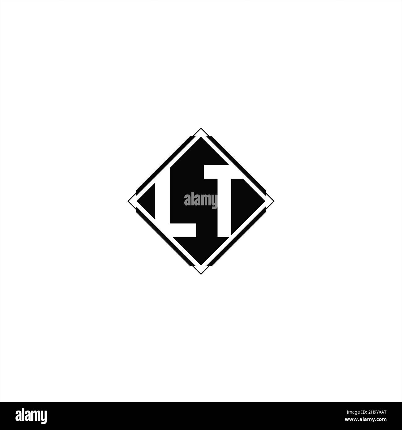 Monogram logo design with diamond square shape isolated on black colors ...