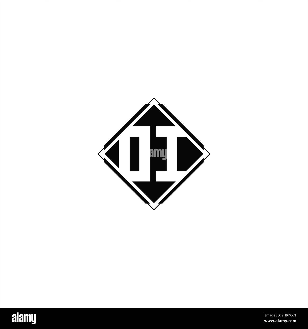 Monogram logo design with diamond square shape isolated on black colors ...