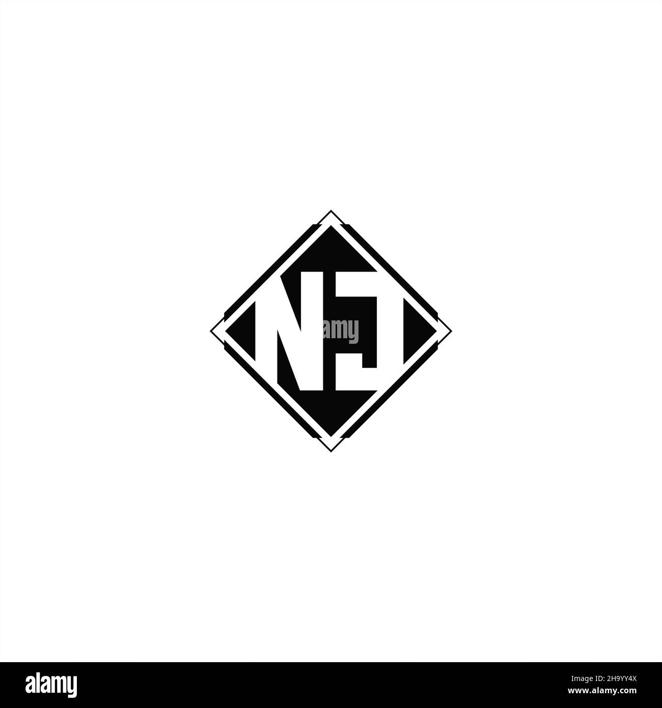 Monogram logo design with diamond square shape isolated on black colors ...
