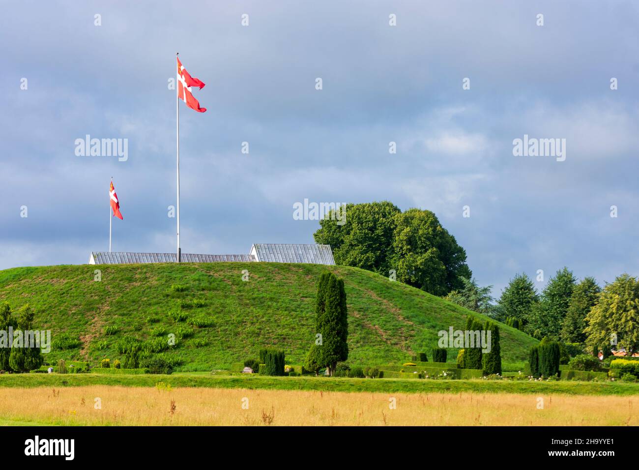 Danish royal flag in jelling hi-res stock photography and images - Alamy