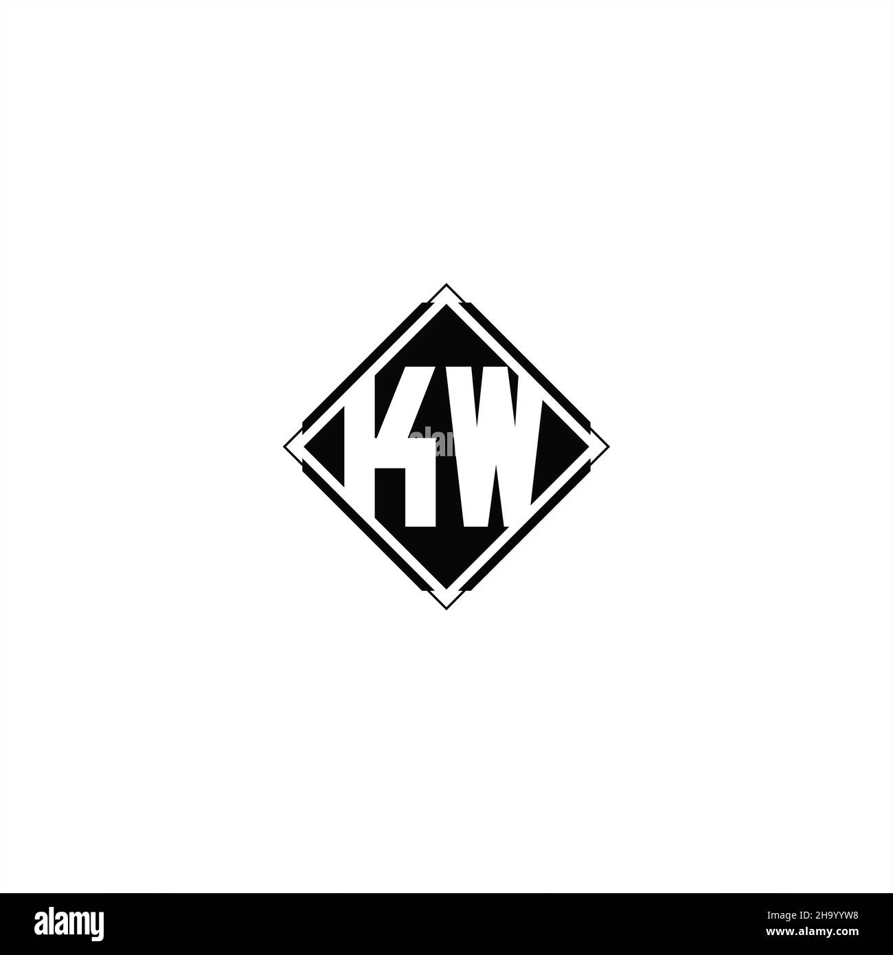 Monogram logo design with diamond square shape isolated on black colors ...