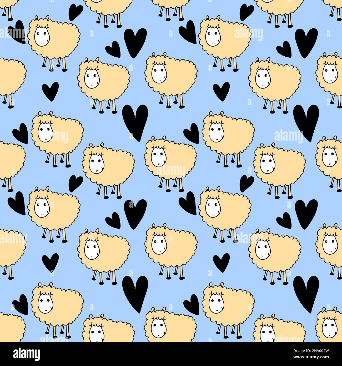 Seamless kids cartoon pattern with sheeps on white background Stock ...