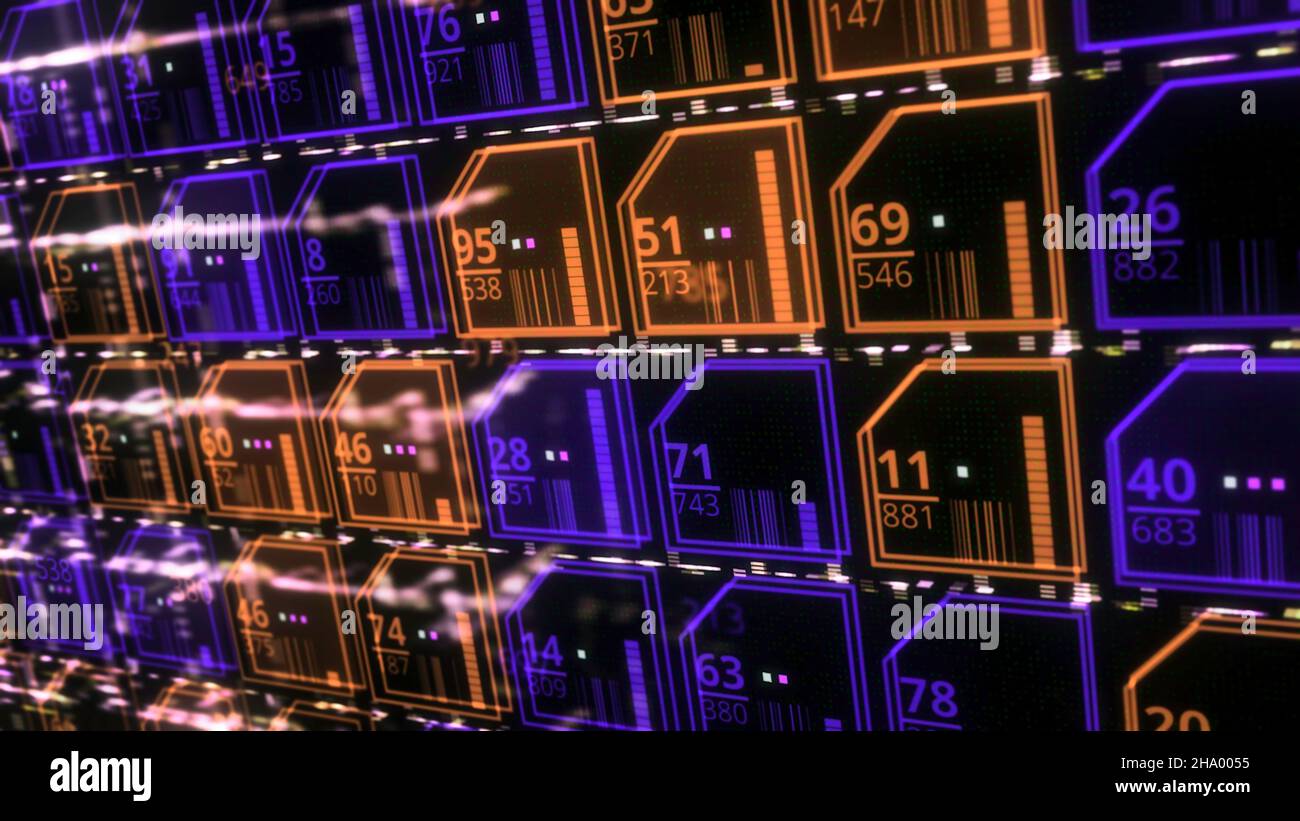 Digital space with computer cells in futuristic style. Animation ...