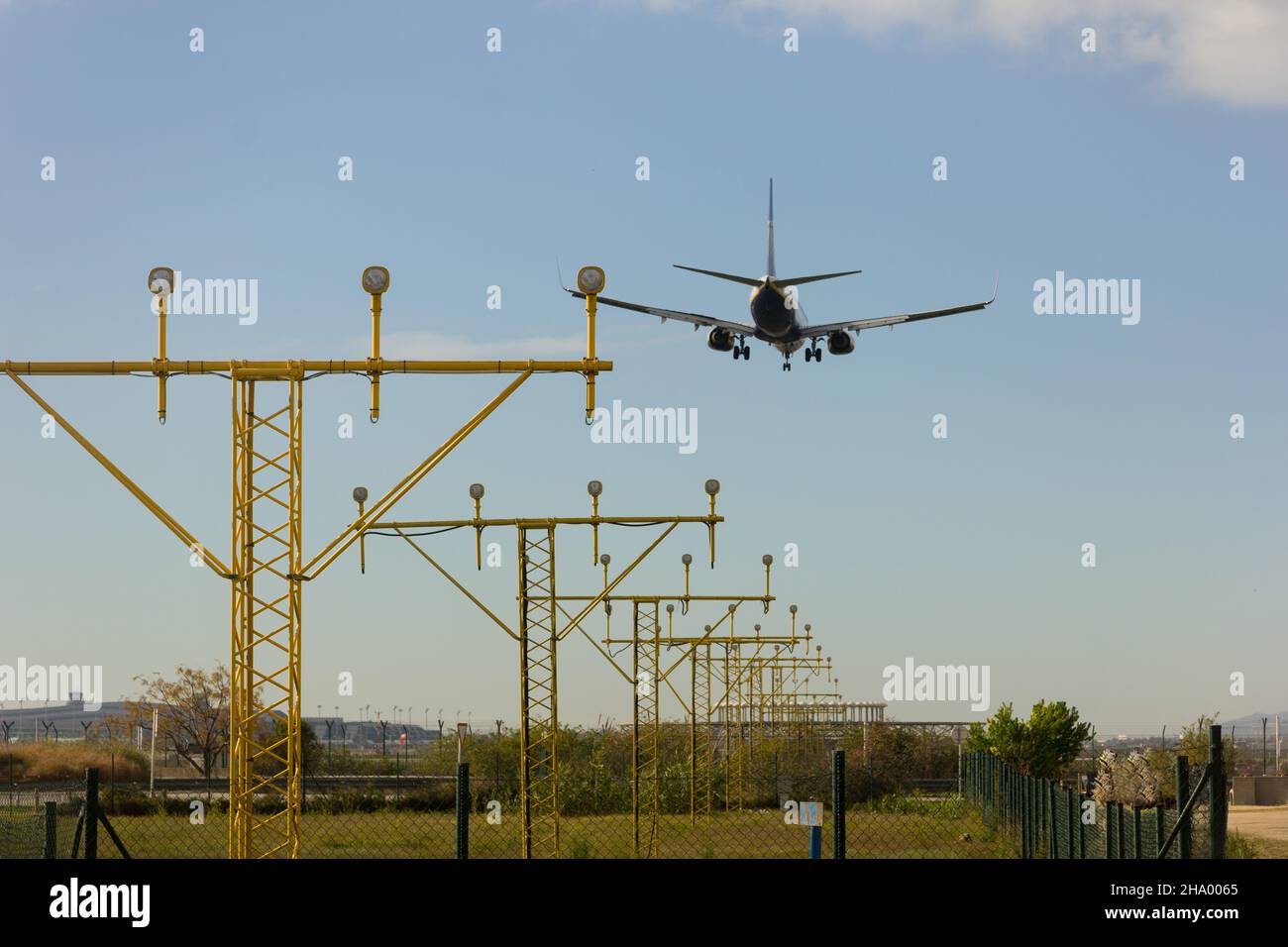Beacons with lights, marking the entrance to the aircraft for landing ...