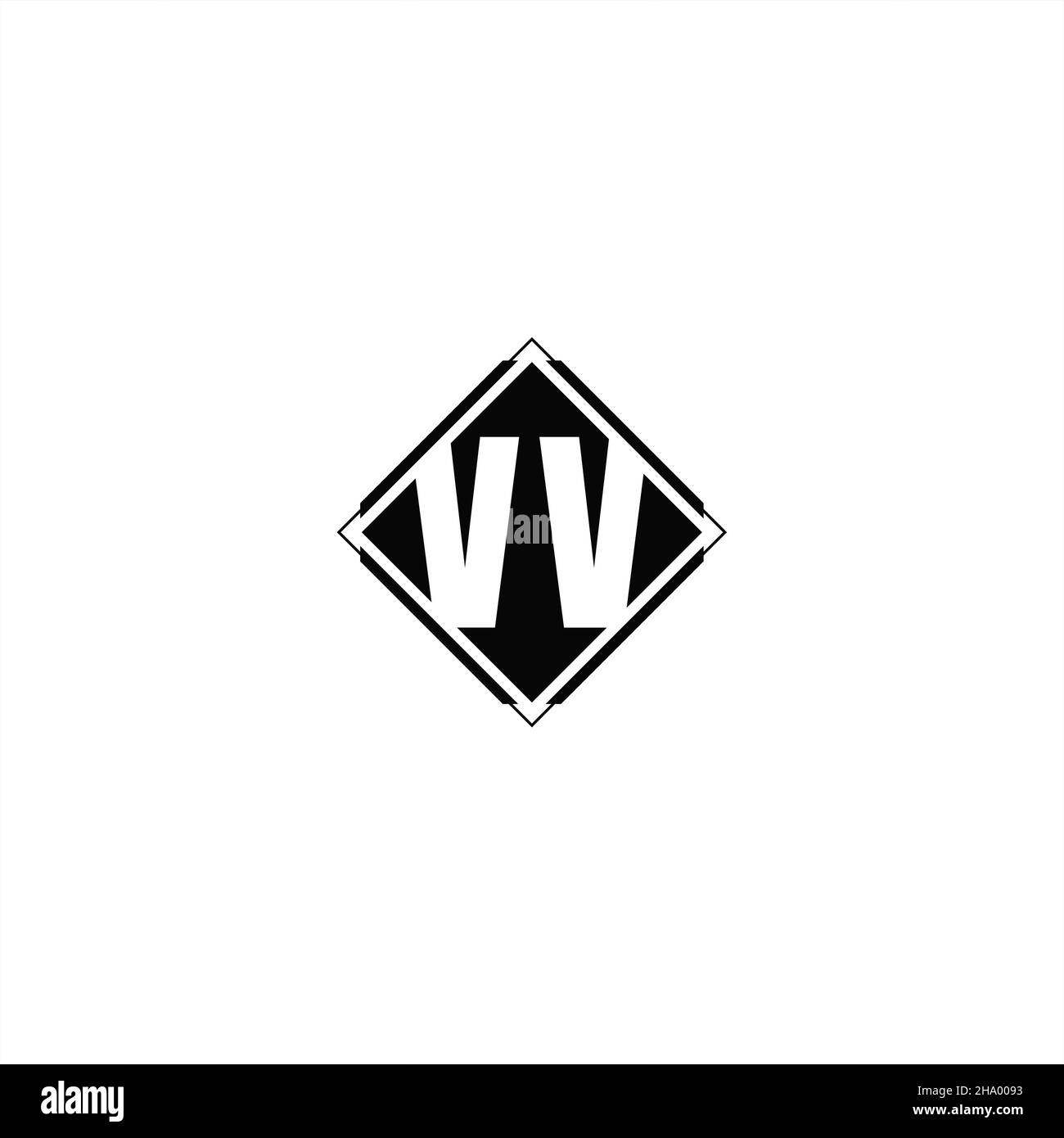 Monogram logo design with diamond square shape isolated on black colors ...