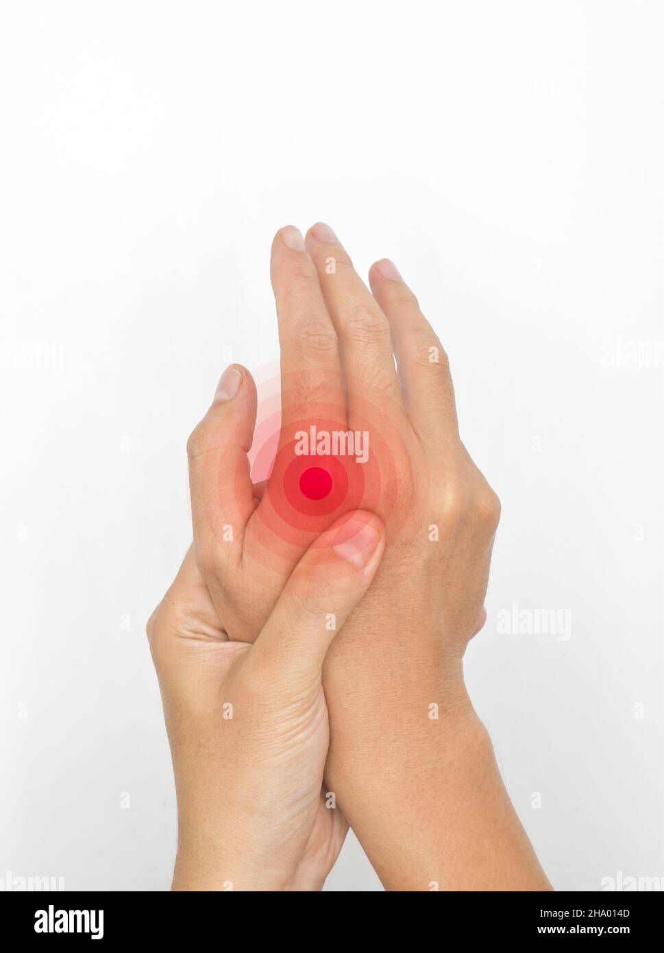 Inflammation of Asian young man’s joint and hand. Concept of arthralgia ...