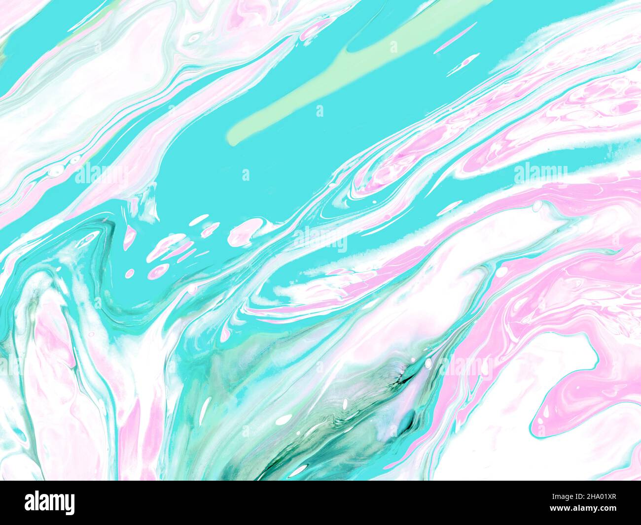 Abstract art painting in turquoise and pink colors, creative hand ...