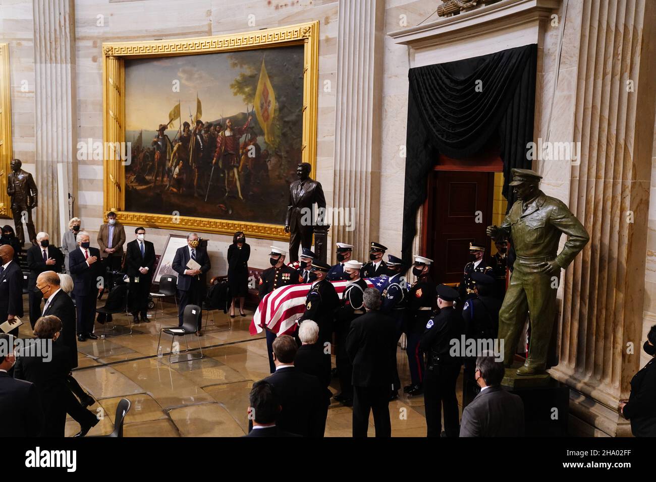 The casket of former Republican Senator from Kansas Robert J. Dole ...