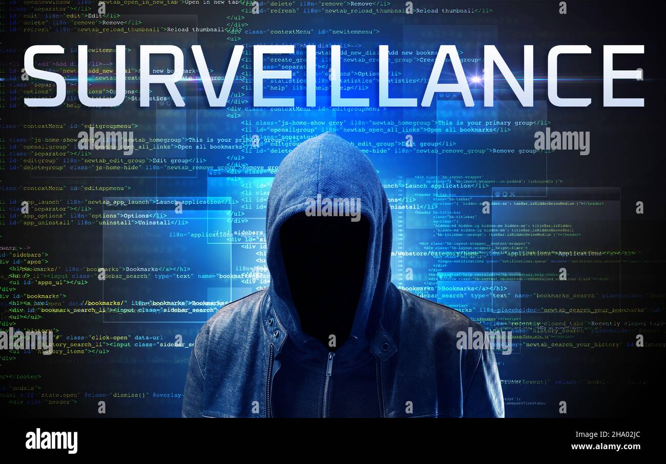 Faceless hacker on code background Stock Photo - Alamy