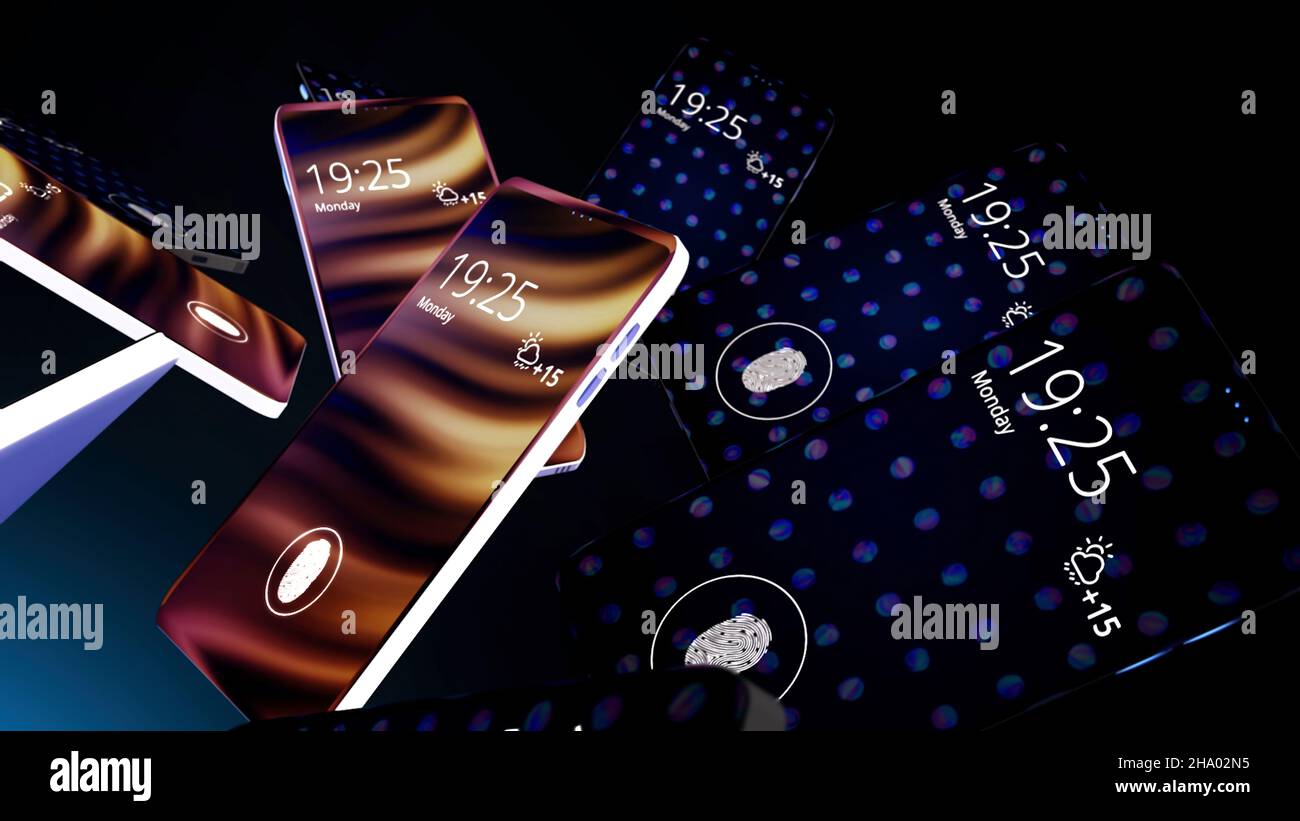 Abstract of smartphones with screen lock. Animation. Animation of ...