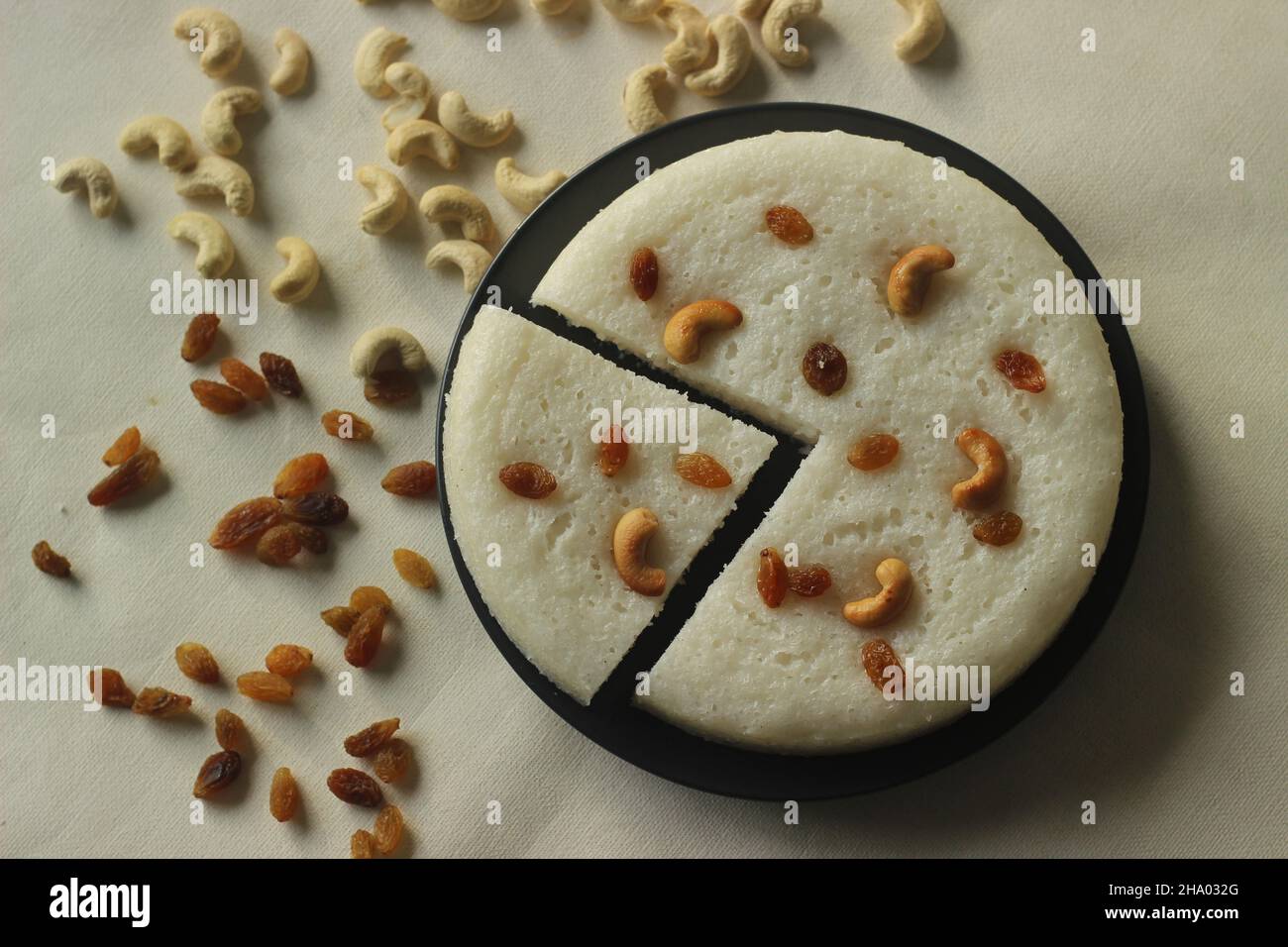 Vattayappam. Steamed rice cake made of sweet fermented batter of rice ...