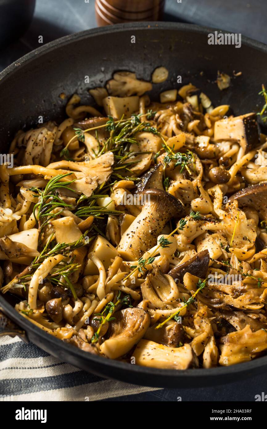 Healthy Homemade Gourmet Cooked Mushrooms in a Pan Stock Photo - Alamy